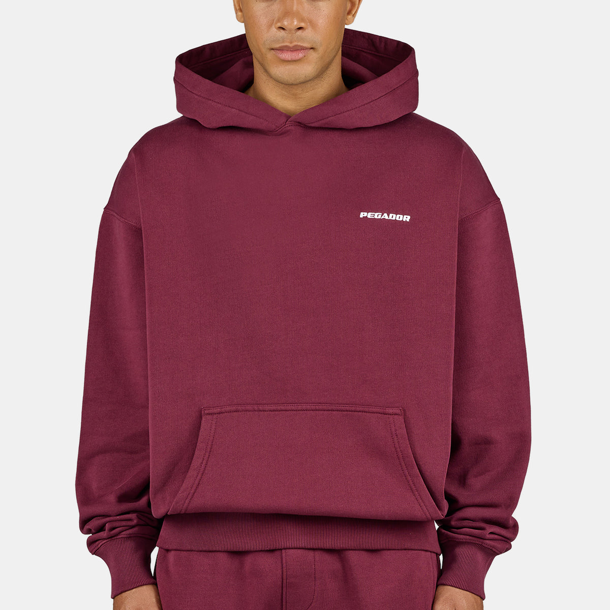 Logo Oversized Hoodie Washed Maroon Red White – PEGADOR®