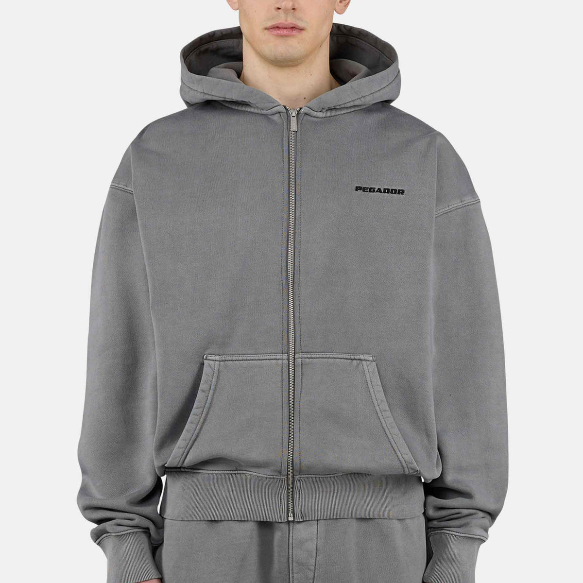 Logo Oversized Sweat Jacket Vintage Grey – PEGADOR®