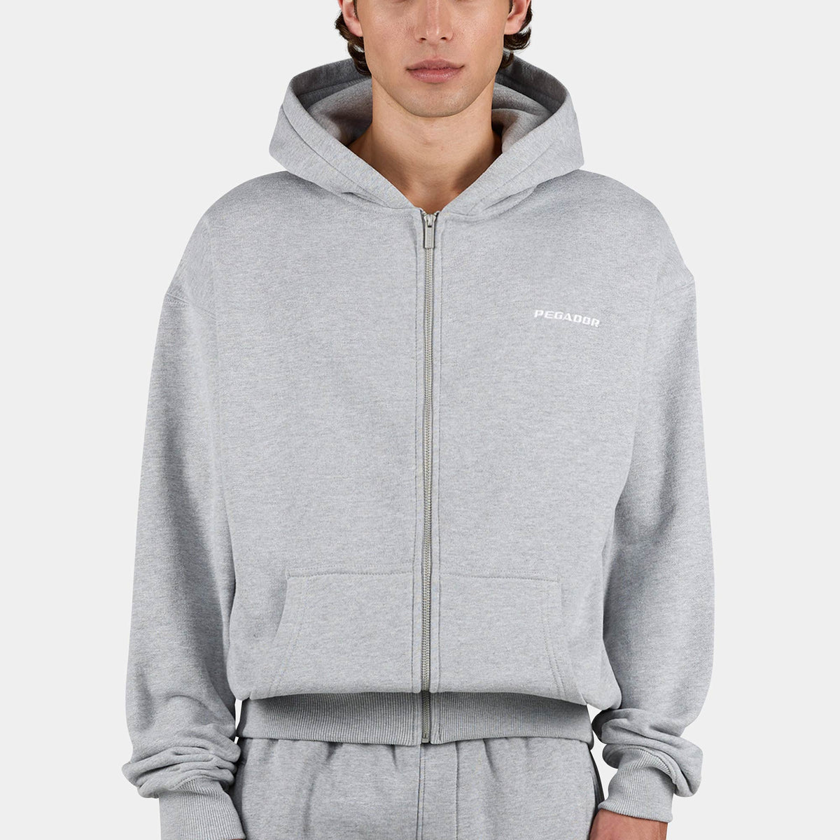 Logo Oversized Sweat Jacket Heather Grey – PEGADOR®