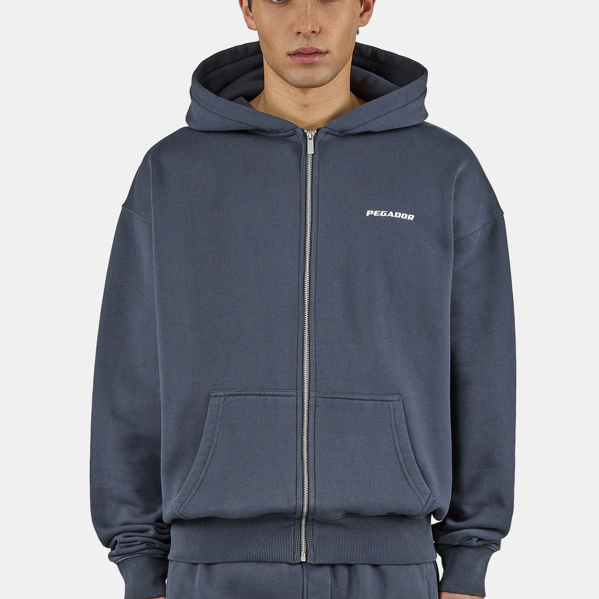 Logo Oversized Sweat Jacket Washed Twilight Blue – PEGADOR®