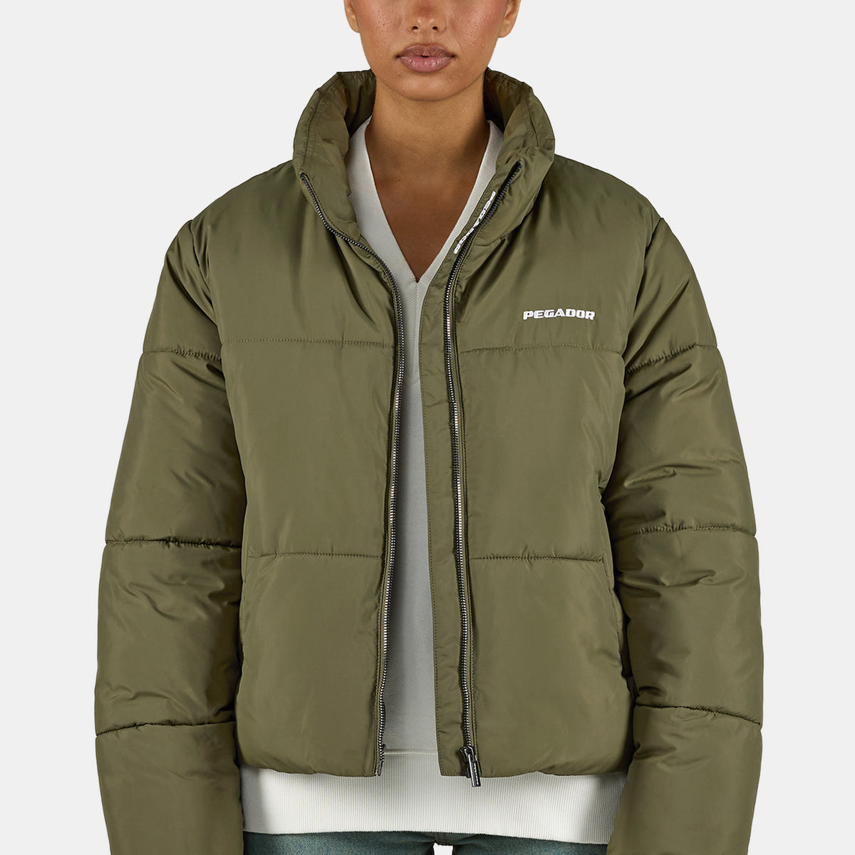Georgia Puffer Jacket Mud Olive – PEGADOR®