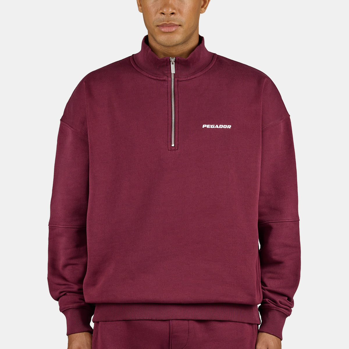 Logo Oversized Half Zip Sweater Washed Maroon Red – PEGADOR®