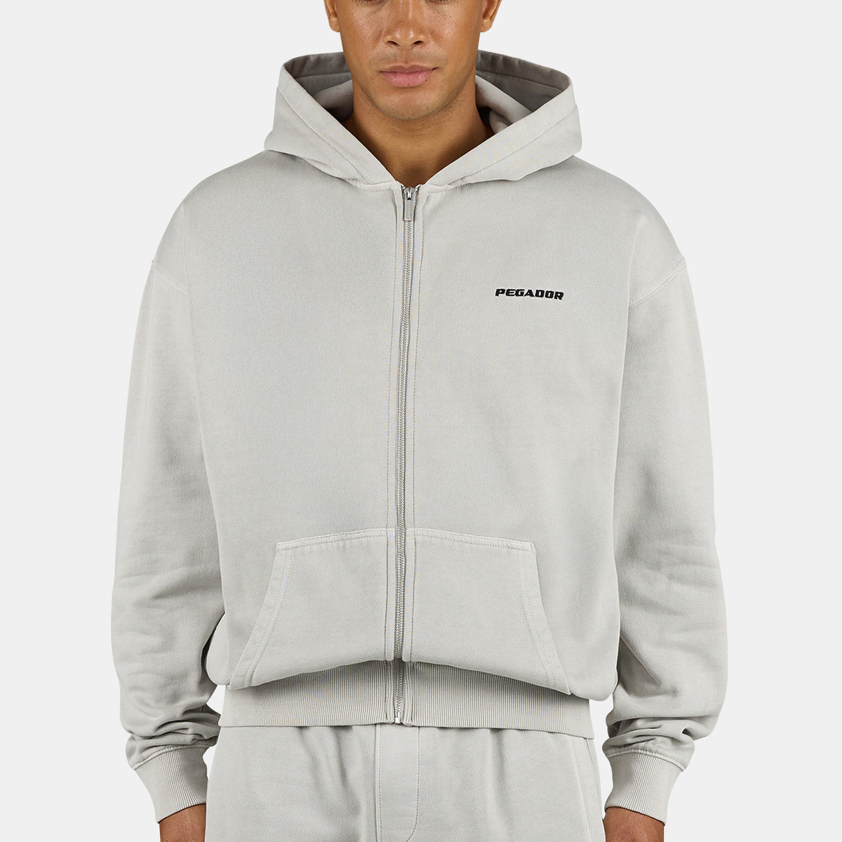 Logo Oversized Sweat Jacket Vintage Light Grey – PEGADOR®
