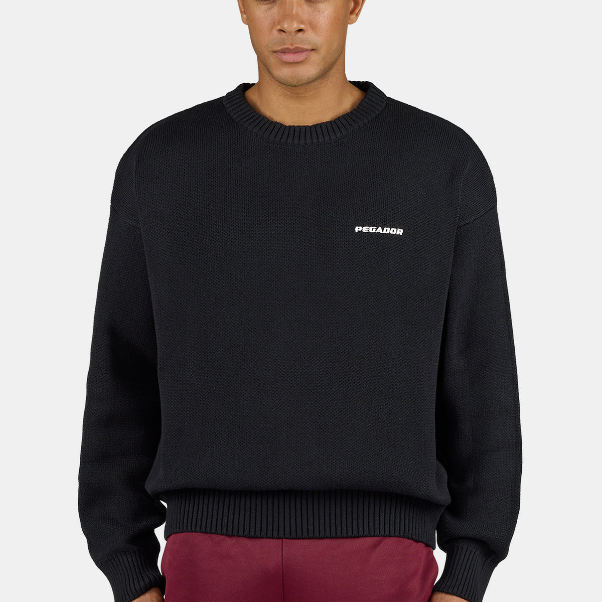 Logo Oversized Knit Sweater Black – PEGADOR®