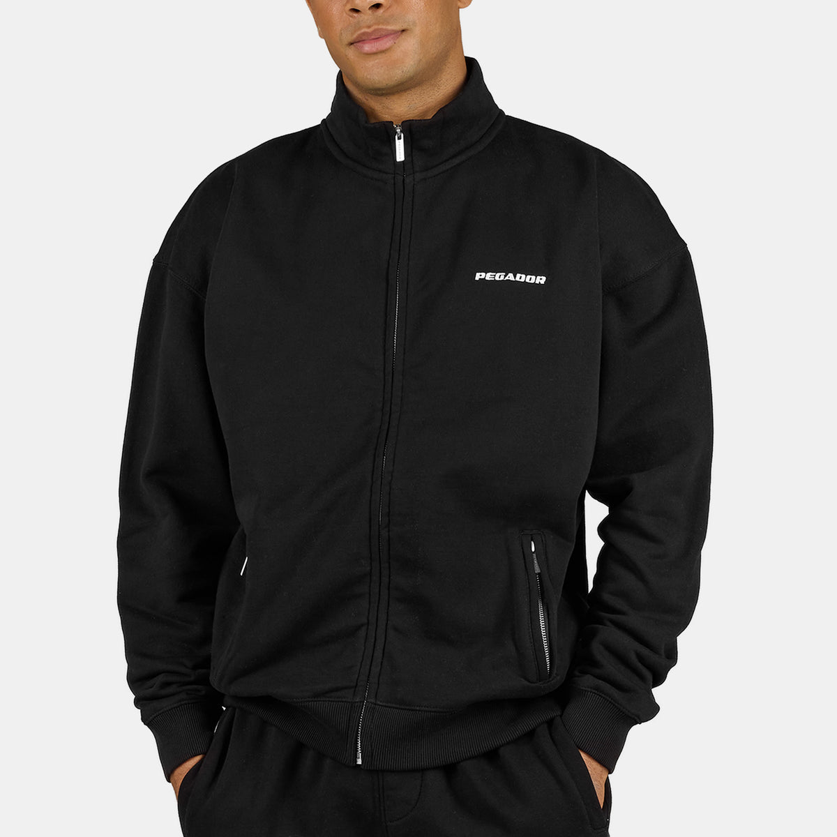Logo Oversized Sweat Track Jacket Washed Black – PEGADOR®