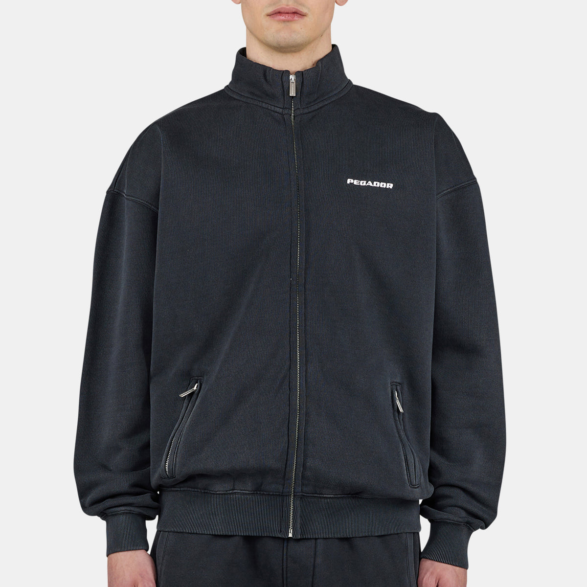 Logo Oversized Sweat Track Jacket Vintage Black – PEGADOR®