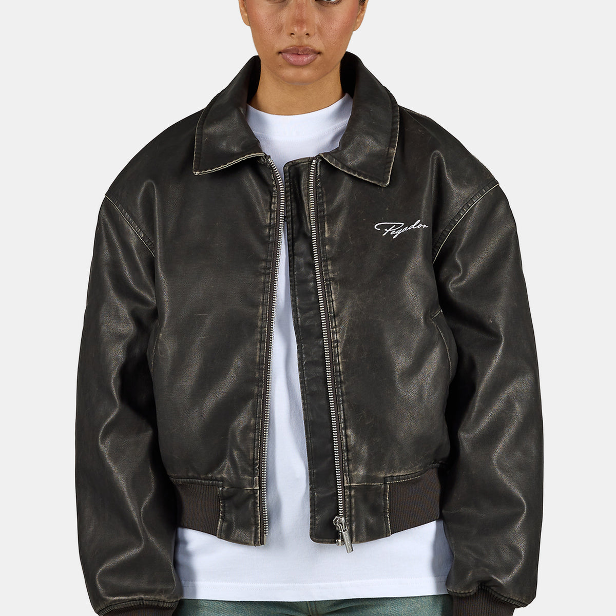 Prenin Faux Leather Bomberjacket Black – PEGADOR®