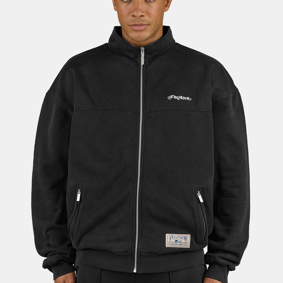 Shelby Oversized Double Layer Sweat Track Jacket Vintage Black – PEGADOR®