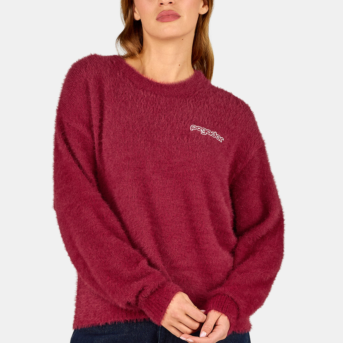 Alicante Furry Knit Sweater Burgundy Red – PEGADOR®