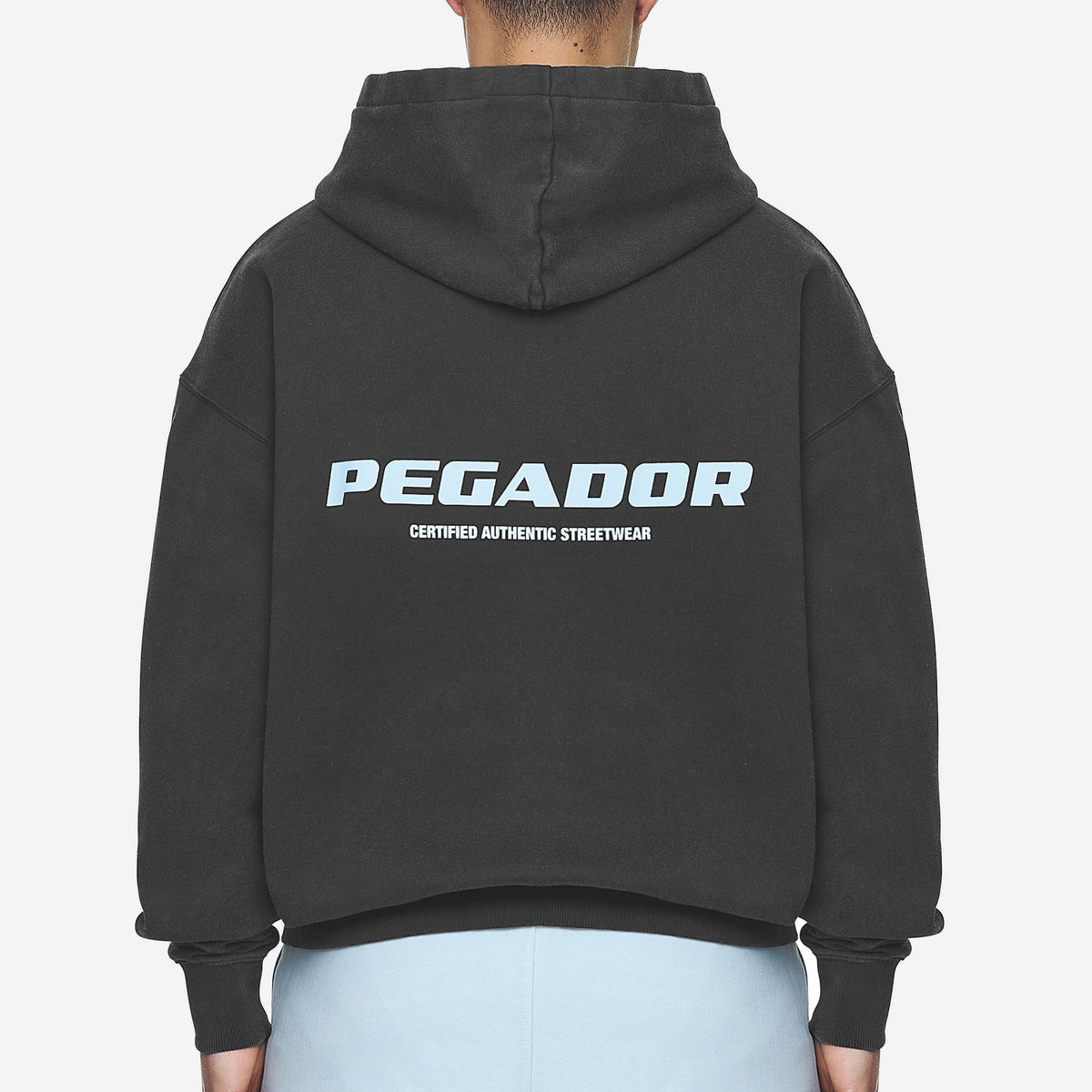 Colne Logo Oversized Hoodie Vintage Black Baby Blue – PEGADOR®