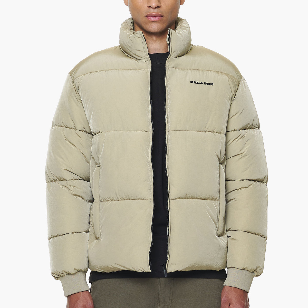 Solin Crushed Puffer Jacket Mud Beige – PEGADOR®