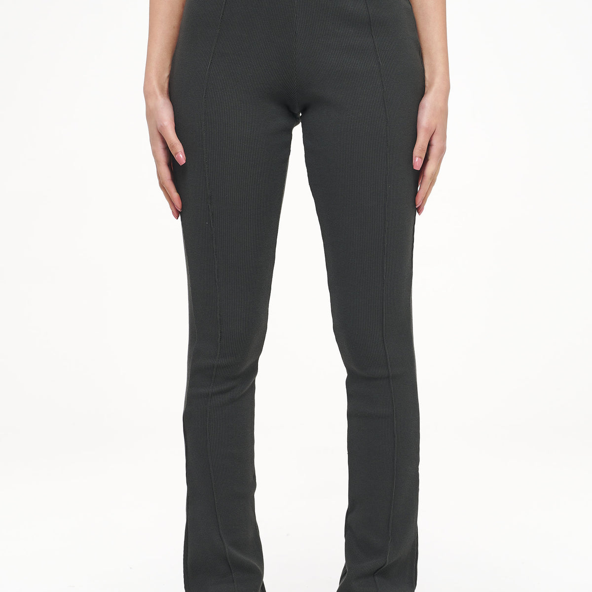 Pegador Elida Rib Hip Strap Flared Leggings Vintage Washed Iron Grey ...